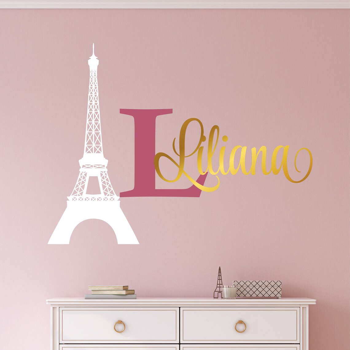 Personalized Name Paris Wall Decal - Custom Name Paris Wall Sticker ...