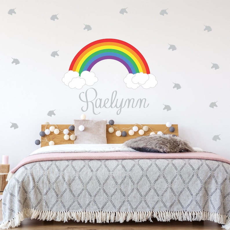 Rainbow Custom Name Wall Decal Girls Personalized Name - Etsy