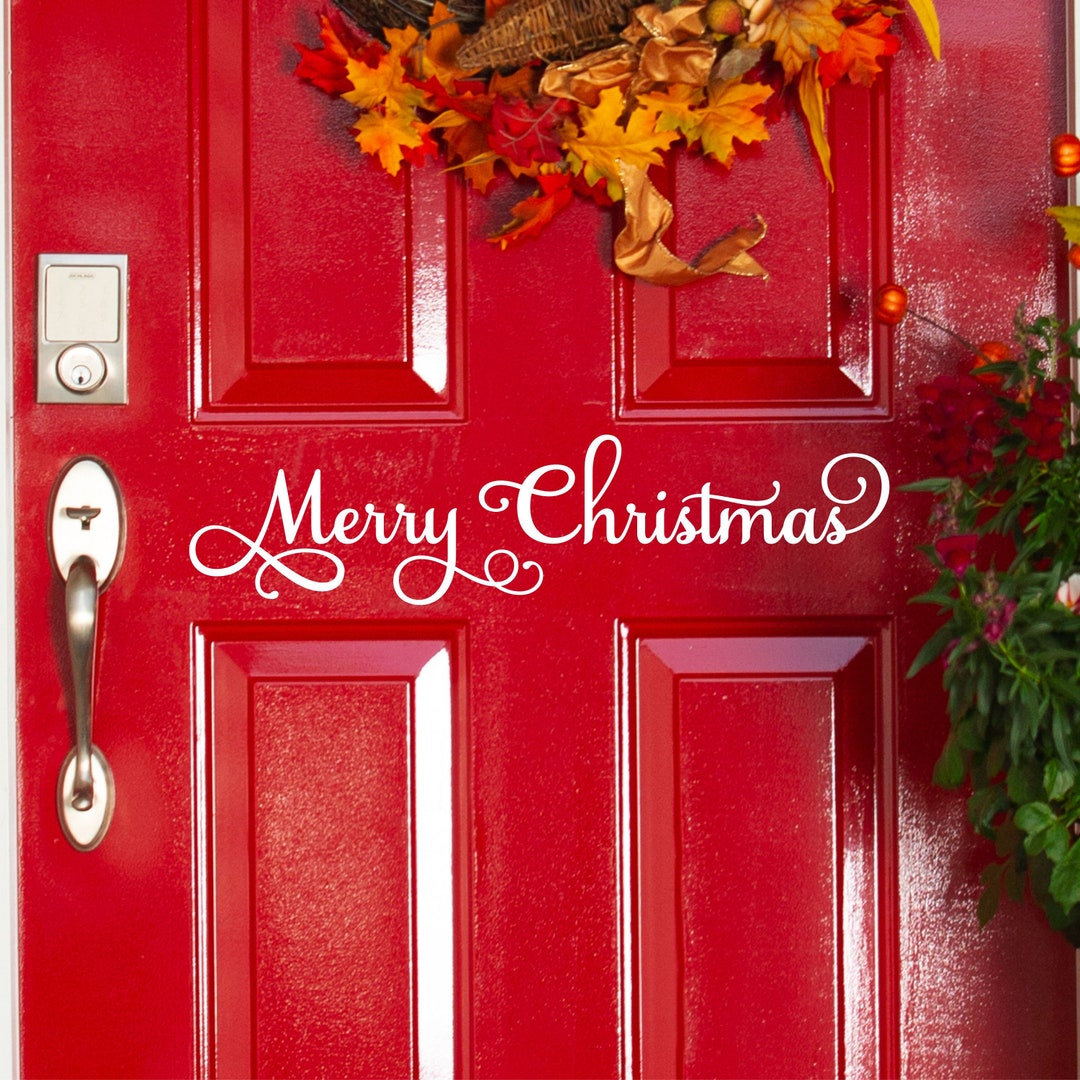 Merry Christmas Door Decal - Front Door Decal - Feliz Navidad Wall ...