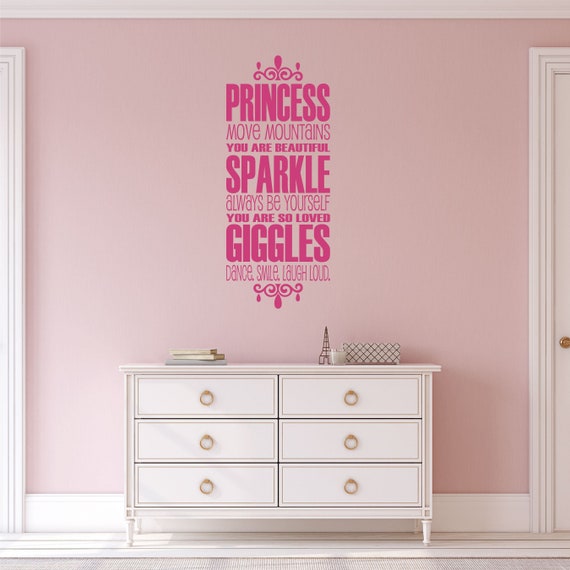 Princess Wall Decal Sticker Girls Wall Sparkle Girly | Etsy