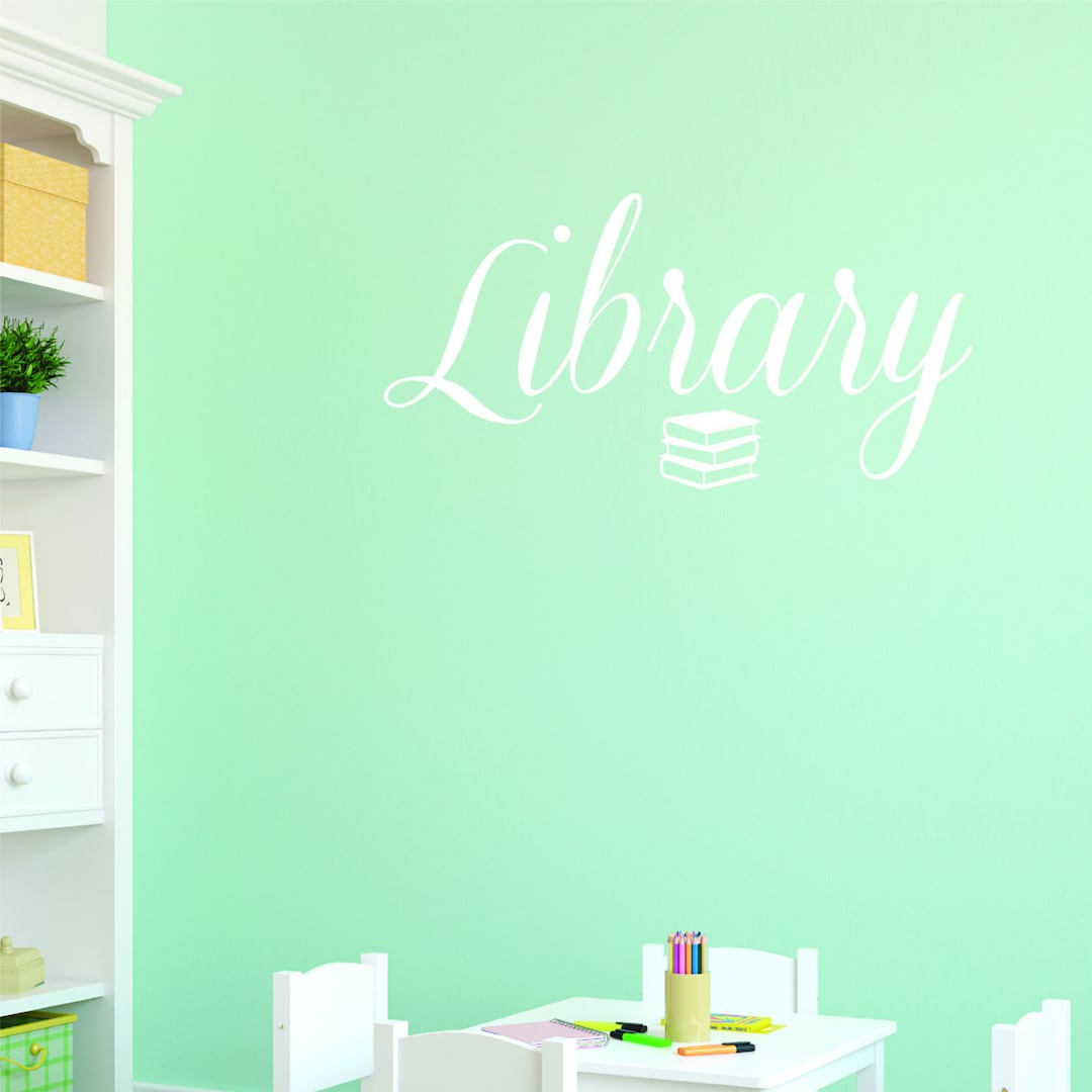 Library Wall Decal Sticker - School Decal - Read Wall Decal - Bookshelf ...