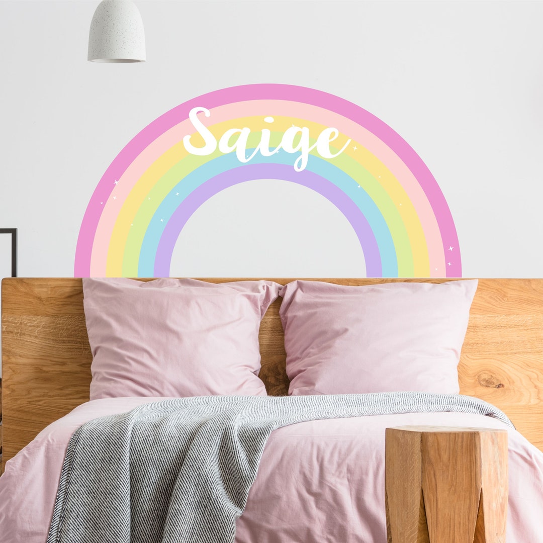 Rainbow Custom Name Wall Decal - Girls Personalized Name Rainbow Wall ...