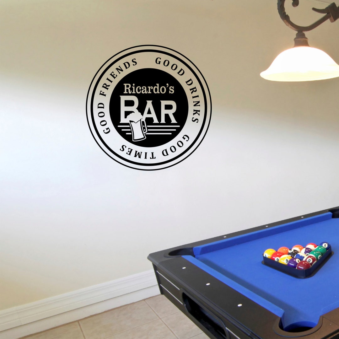 Personalized Name Bar Wall Decal Sticker - Etsy