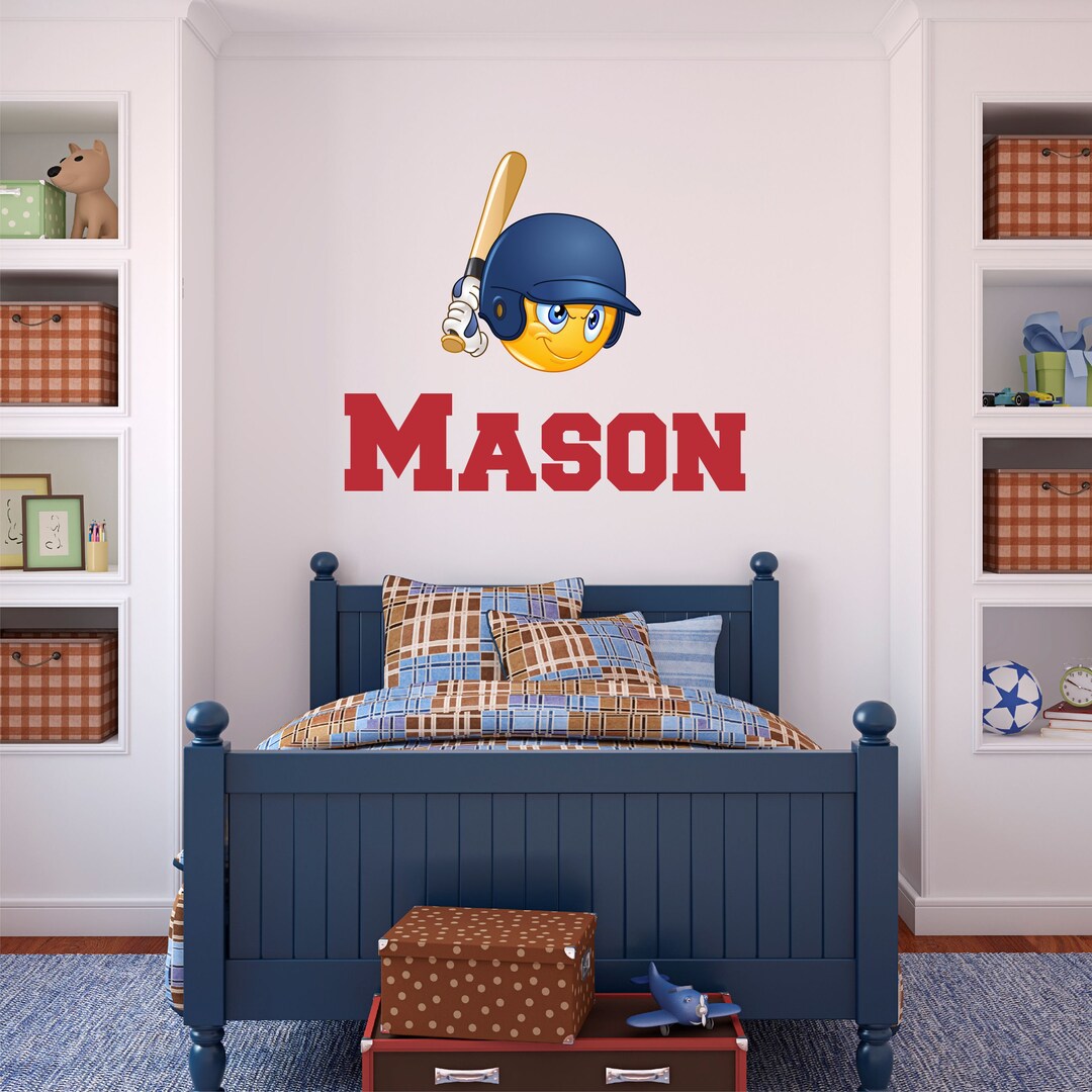 Personalized Name Baseball Wall Decal - Custom Name Baseball Wall ...