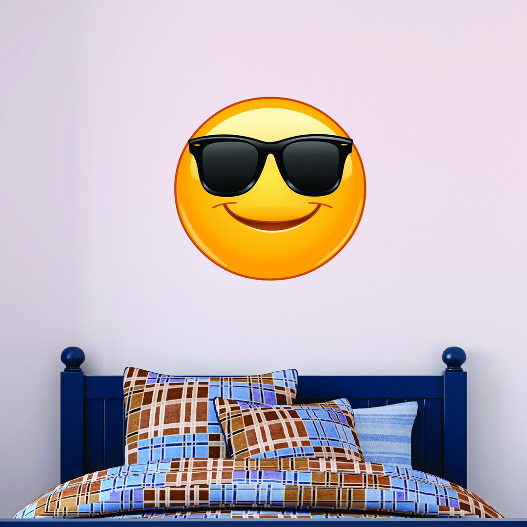 Sunglasses Emoji Wall Decal - Kids Wall Sticker Emoticon - Etsy