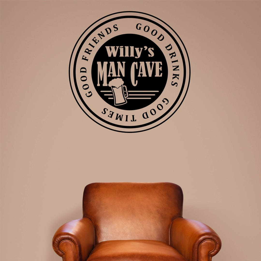 Personalized Name Man Cave Wall Decal Custom Name Wall Sticker Bar Wall ...