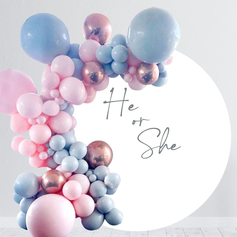 Gender Reveal Decal - Gender Reveal Backdrop - He or She Wall Decal for ...