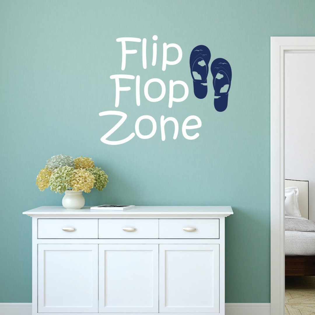 Flip Flop Zone Decal - Beach House Wall Decal - Wall Quotes - Ocean ...