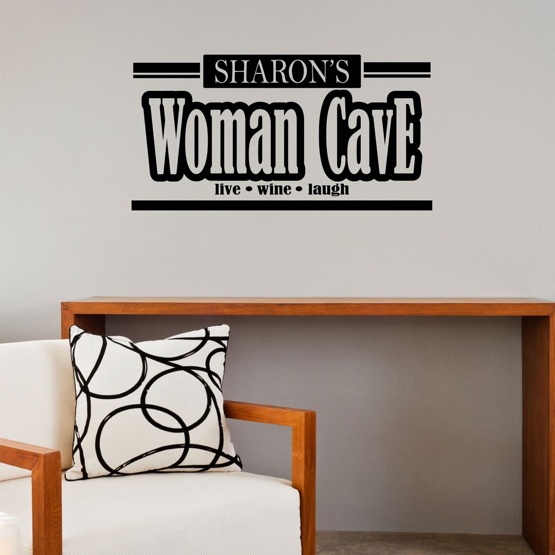 Woman Cave Wall Decal - Personalized Woman Cave Decal - Bar Wall Decal ...