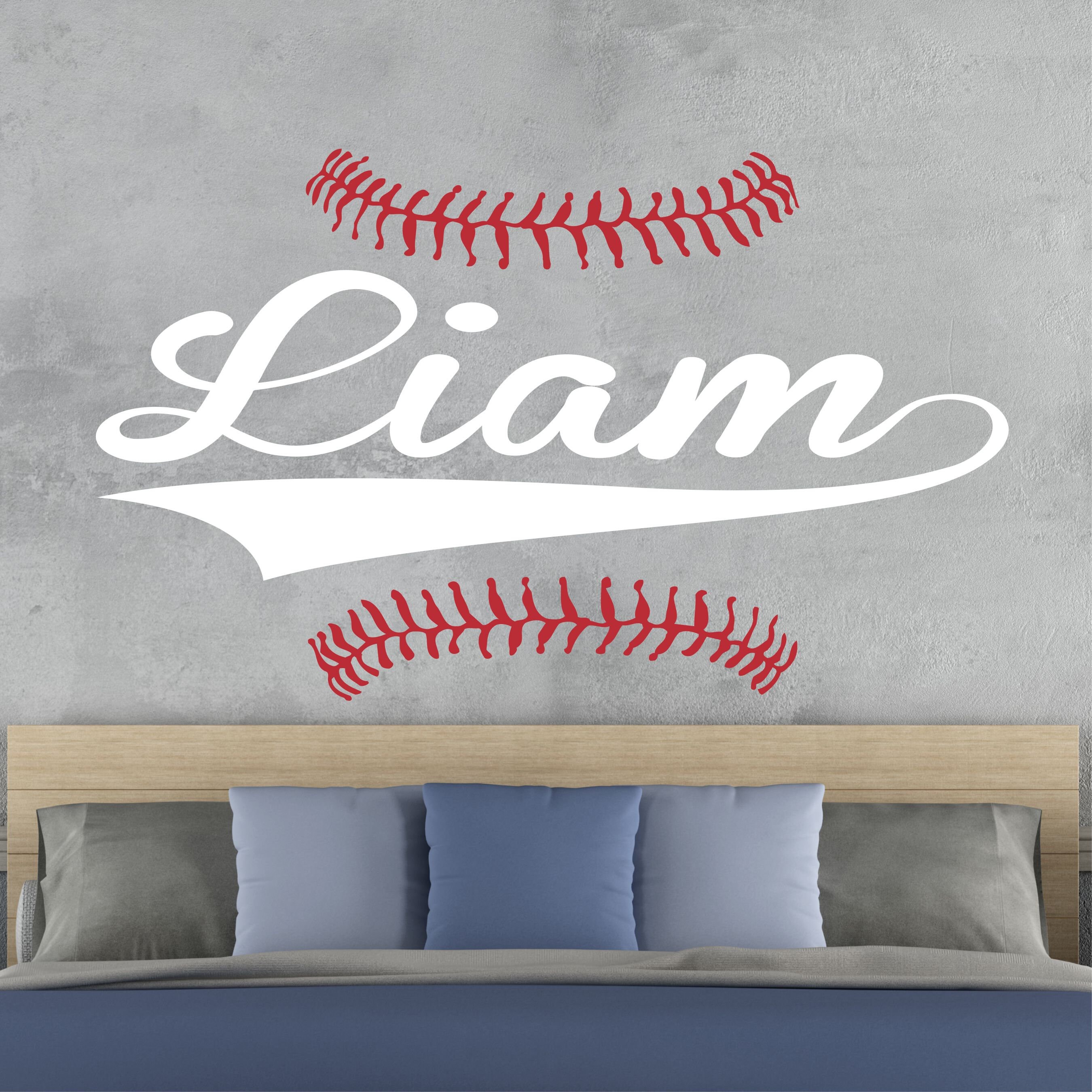 Personalized Name Baseball Wall Decal - Custom Name Baseball Wall ...