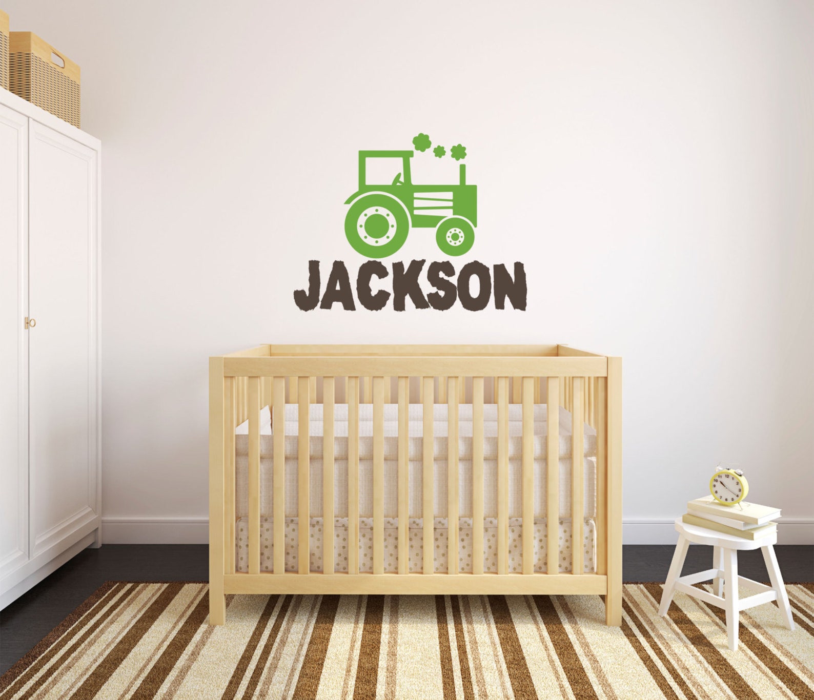 Personalized Name Tractor Wall Decal - Custom Name Tractor Wall Sticker ...