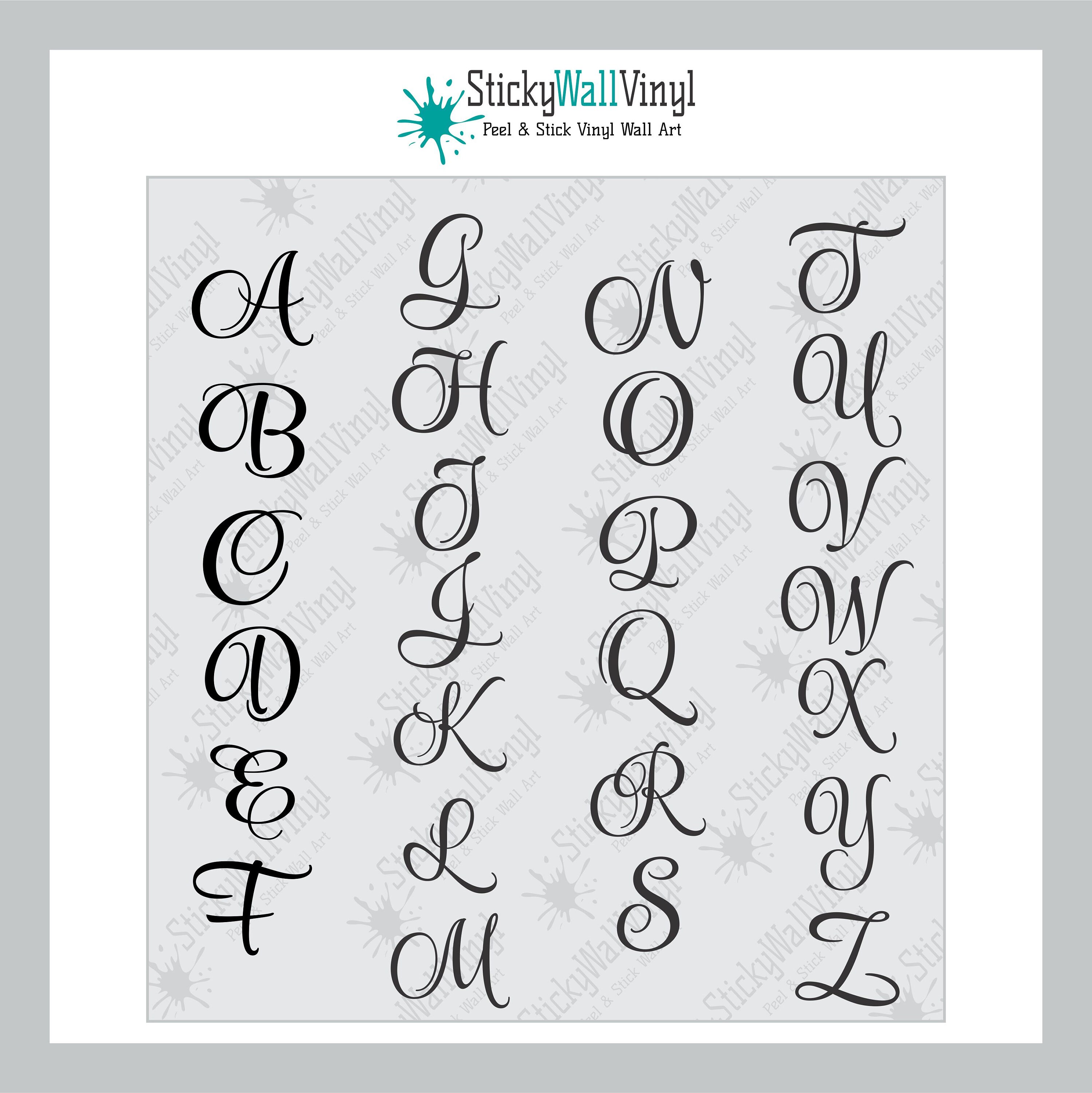 Personalized Initial Wall Decal - Monogram Wall Decal Sticker - Letter ...