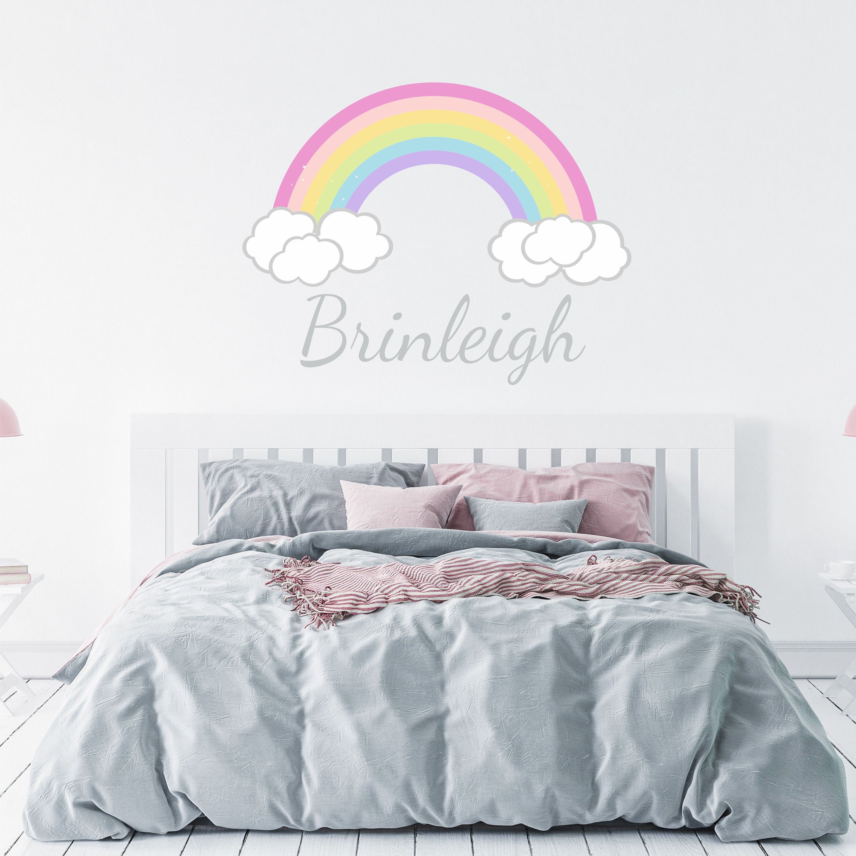 Rainbow Custom Name Wall Decal Girls Personalized Name - Etsy