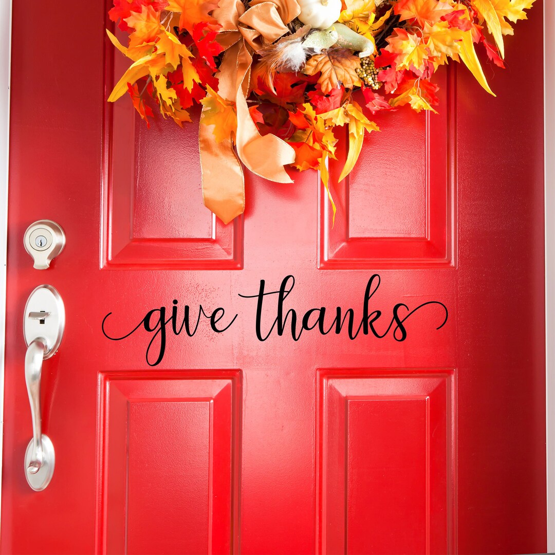Happy Thanksgiving Door Decal - Welcome Door Decal - Give Thanks Front ...