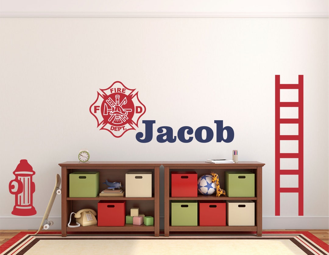 Personalized Name Fireman Wall Decal - Custom Name Fireman Wall Sticker ...