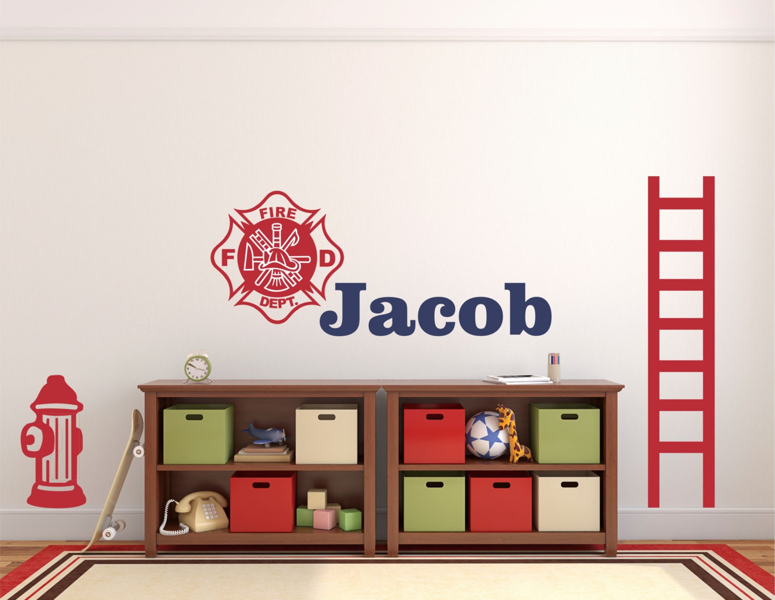 Personalized Name Fireman Wall Decal Custom Name Fireman | Etsy