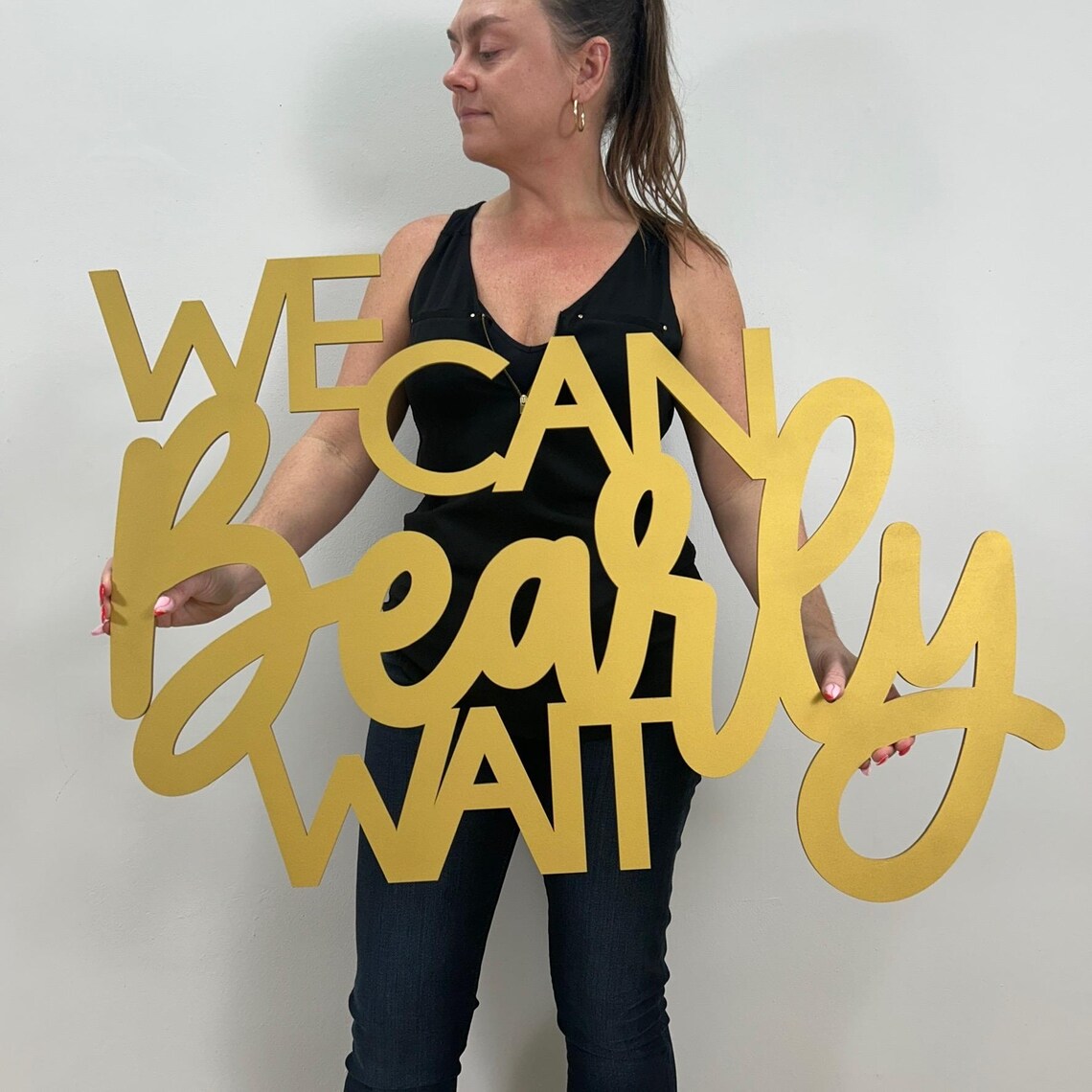 We Can Bearly Wait Wood Sign | Baby Shower Sign for Chiara Wall ...