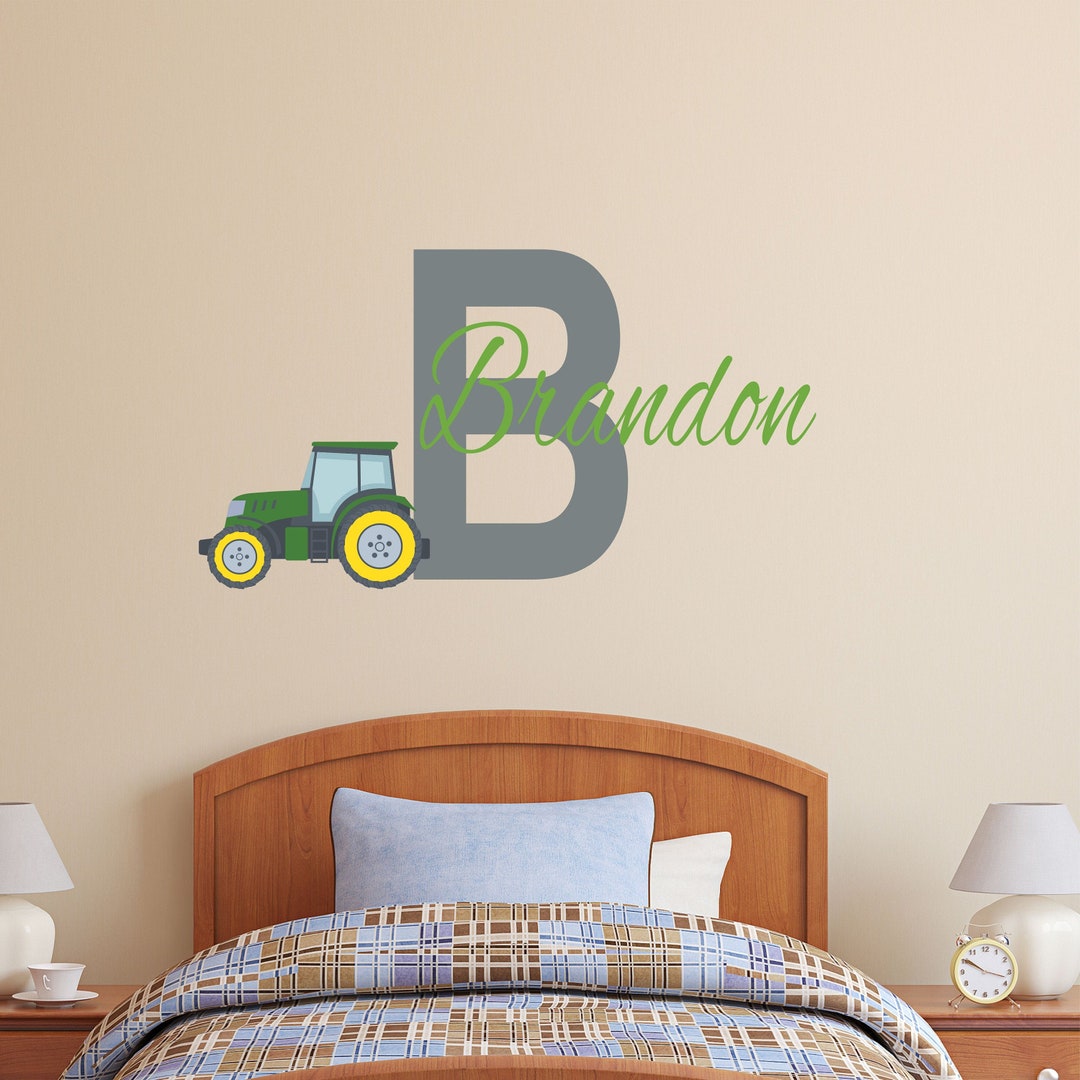 Custom Name Boys Tractor Wall Decal - Boys Personalized Name Farm ...