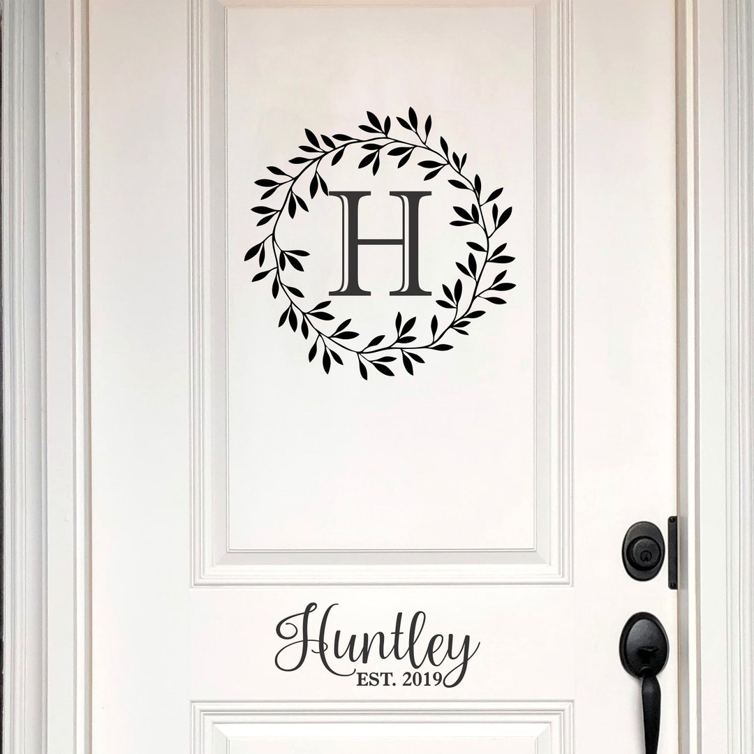 Personalized Door Decal - Front Door Wreath Decal - Glass Storm Door ...
