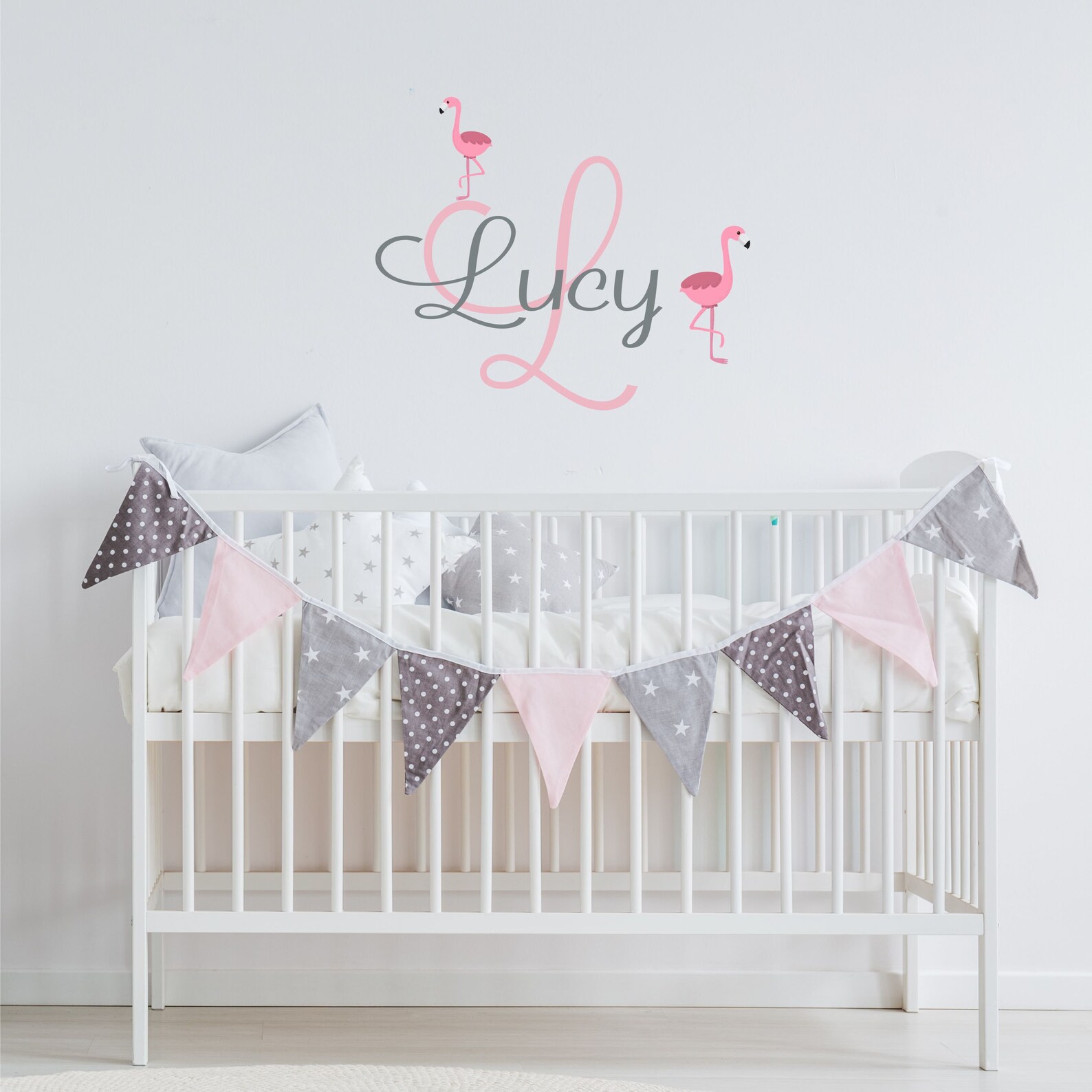 Personalized Name Flamingo Wall Decal - Custom Name Flamingo Wall ...
