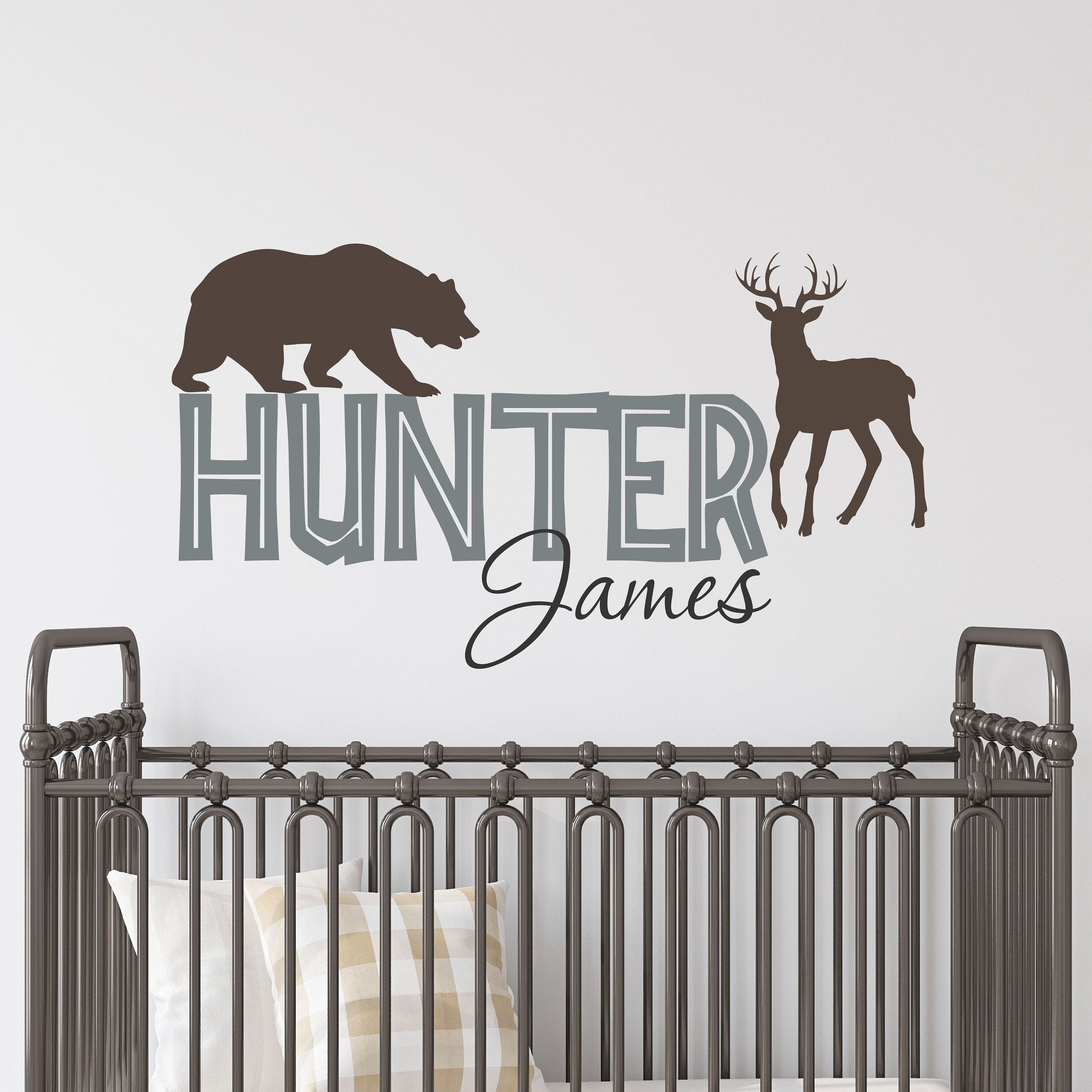 Boys Name Wall Decal Boys Name Hunting Wall Decal Deer Kids - Etsy