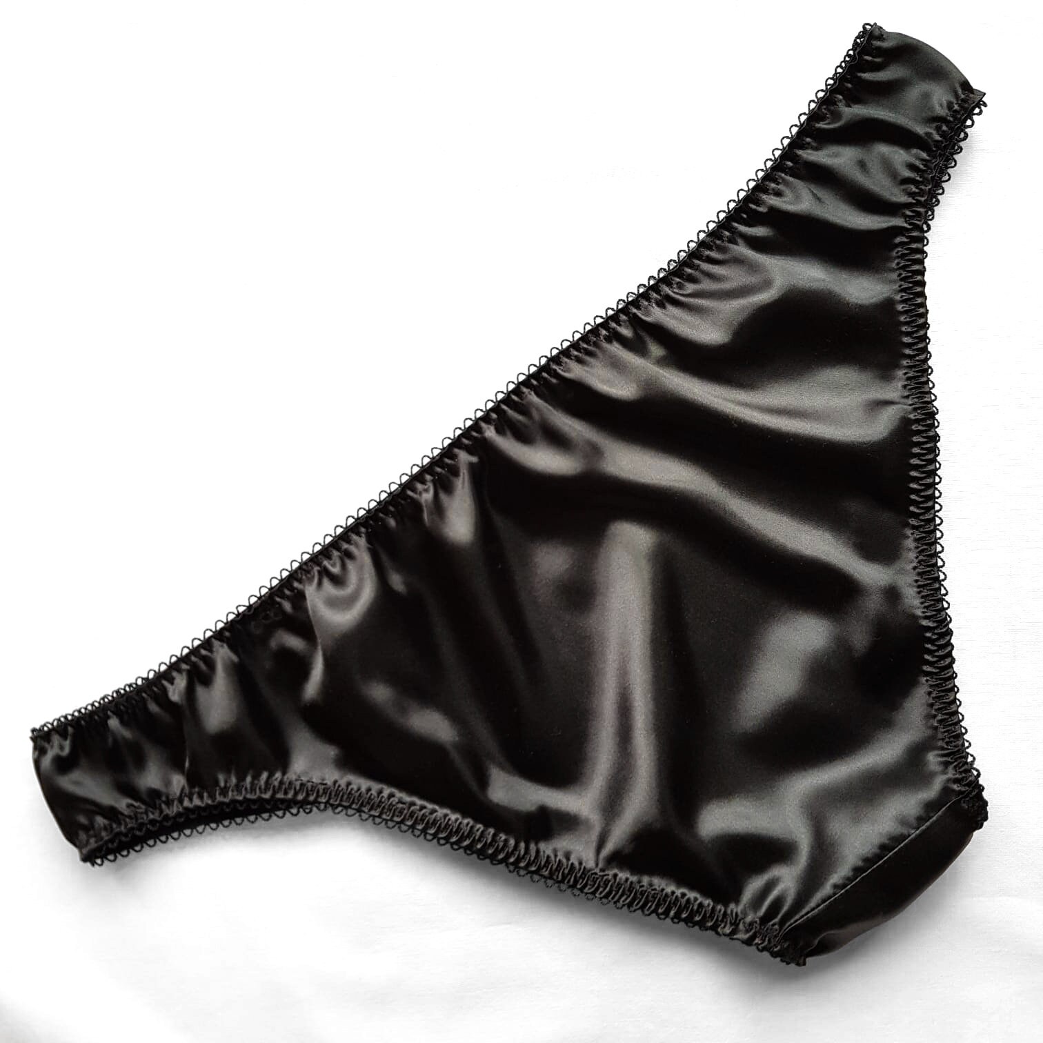 Black Satin Panties For Men Handmade By Biscuit Couture Etsy