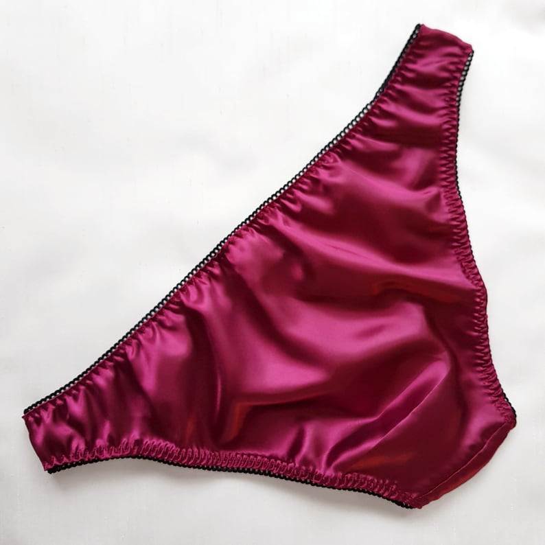 Wine Deep Red Satin Panties For Women Handmade By Biscuit Etsy