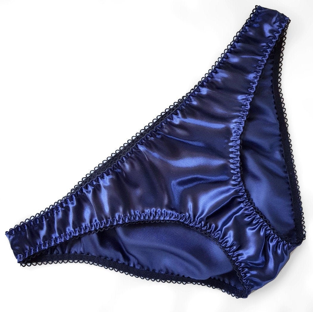 Navy Blue Satin Panties For Women Handmade By Biscuit Etsy