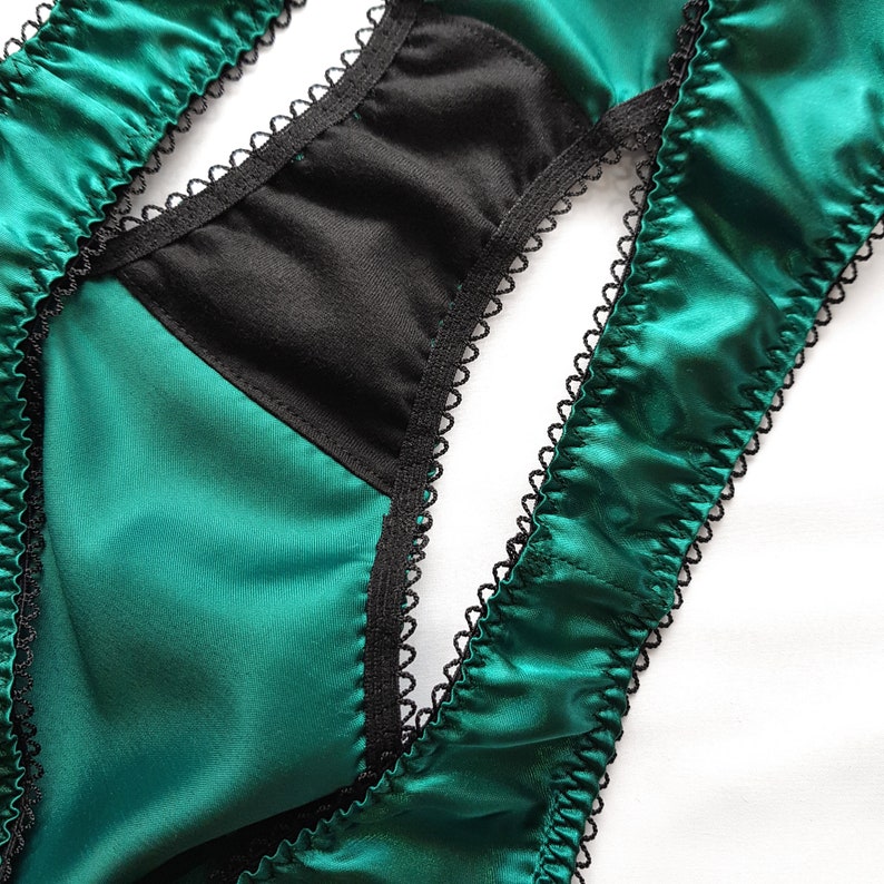 Bottle Green Satin Panties For Women Handmade By Biscuit Etsy