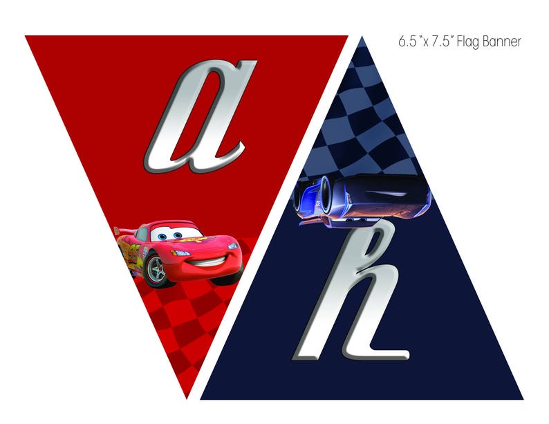 Cars 3 Happy Birthday Printable Flag Banner Instant Download | Etsy