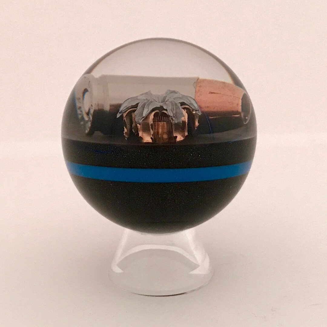 Thin Blue Line Bullet Sphere - Multiple Bullet Options - Clear Acrylic ...