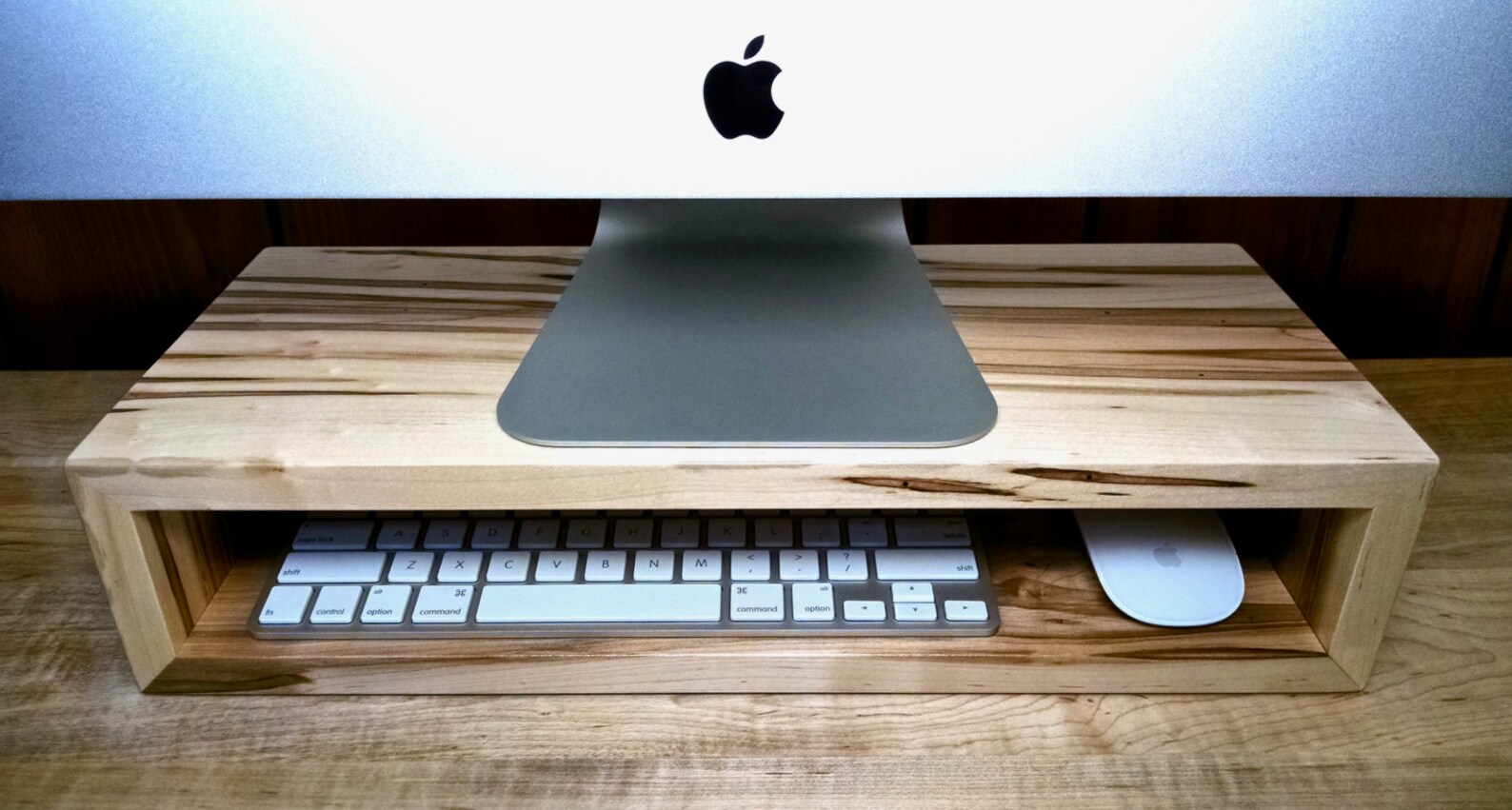 Ambrosia Maple Monitor Stand: Hardwood Desk Organizer, TV Platform ...