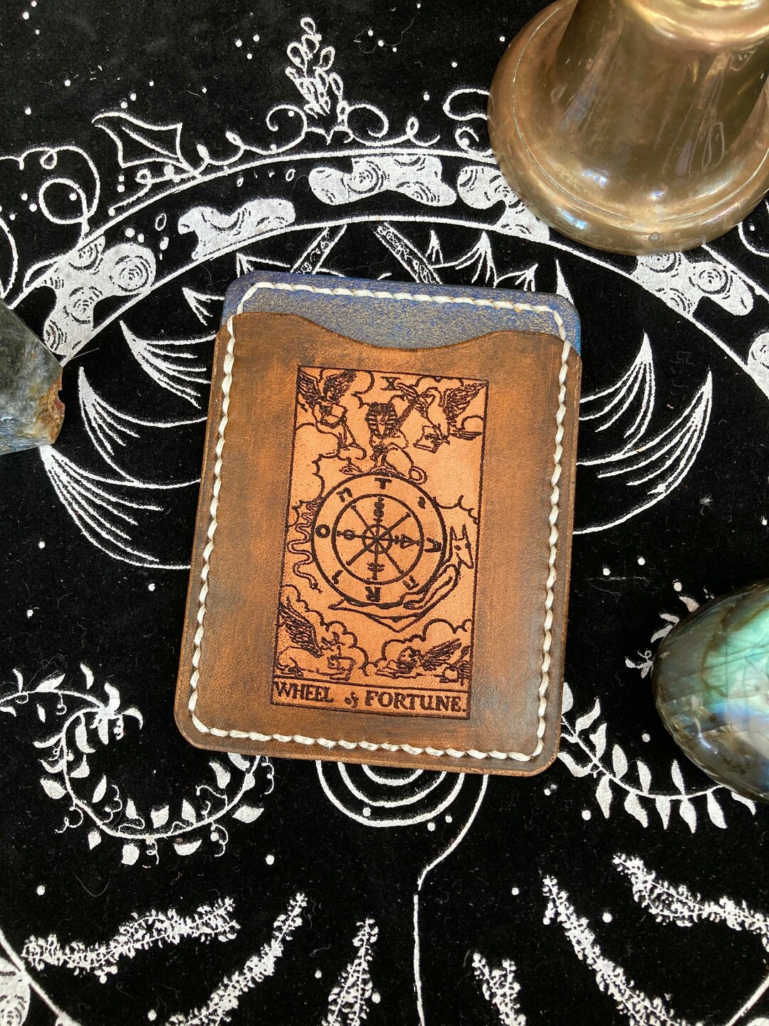 Wheel of Fortune Tarot Wallet Card Holder Minimal Hand Made Leather ...