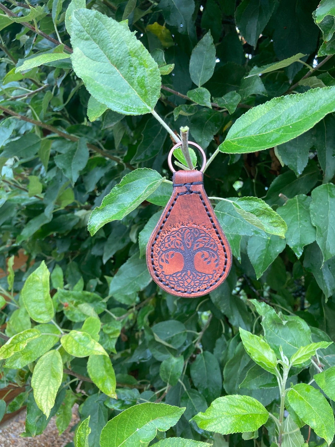 Tree of Life Key Fob Leather Key Ring Keys Chain Hand Made Hand ...