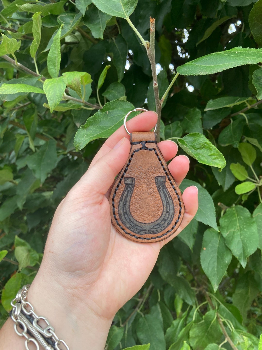 Horseshoe Key Fob Leather Keyring Keys Chain Hand Made Hand Stitched ...