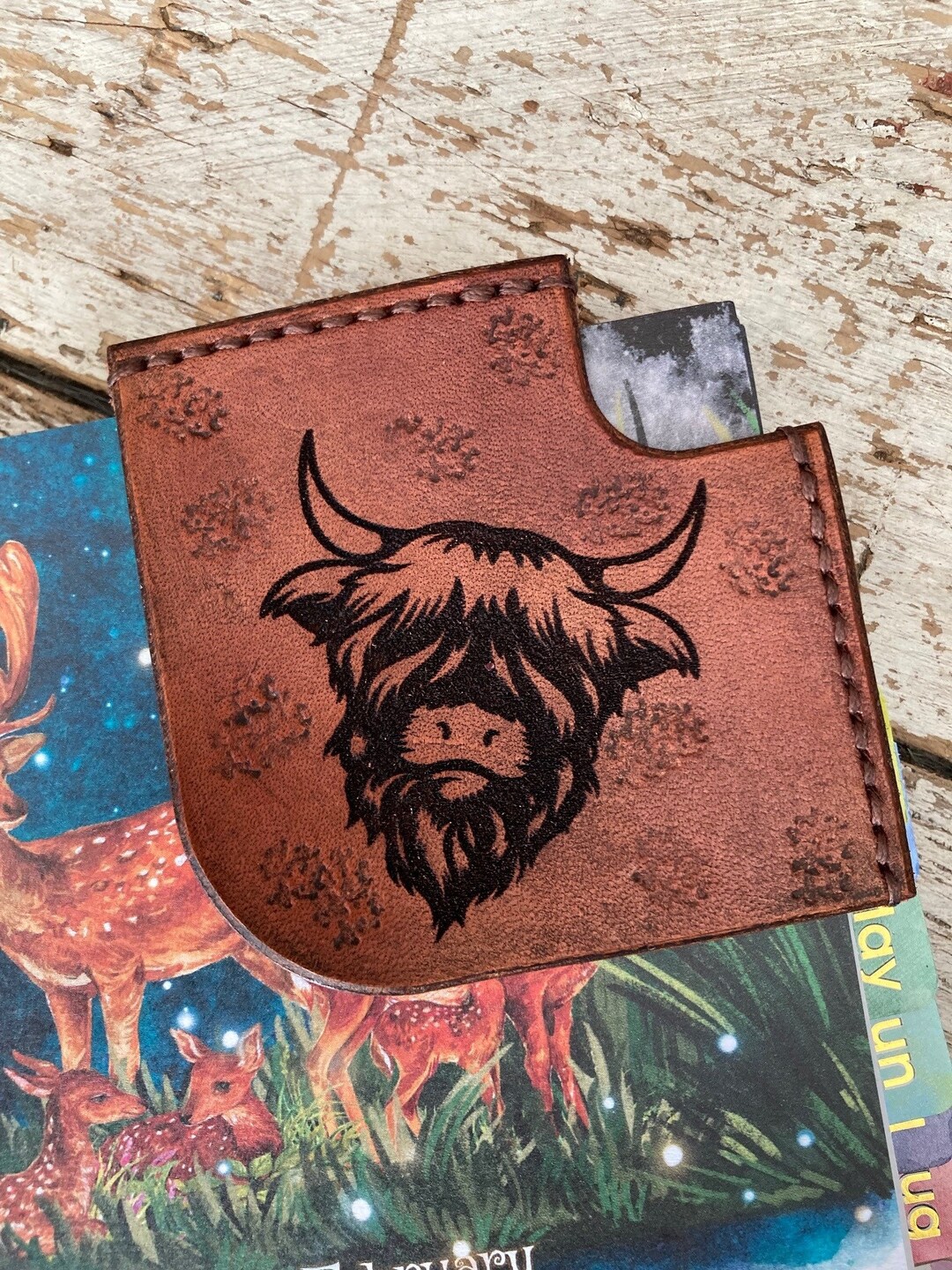 Highland Cow Corner Bookmark Leather Hand Made Gift Book Accessories ...
