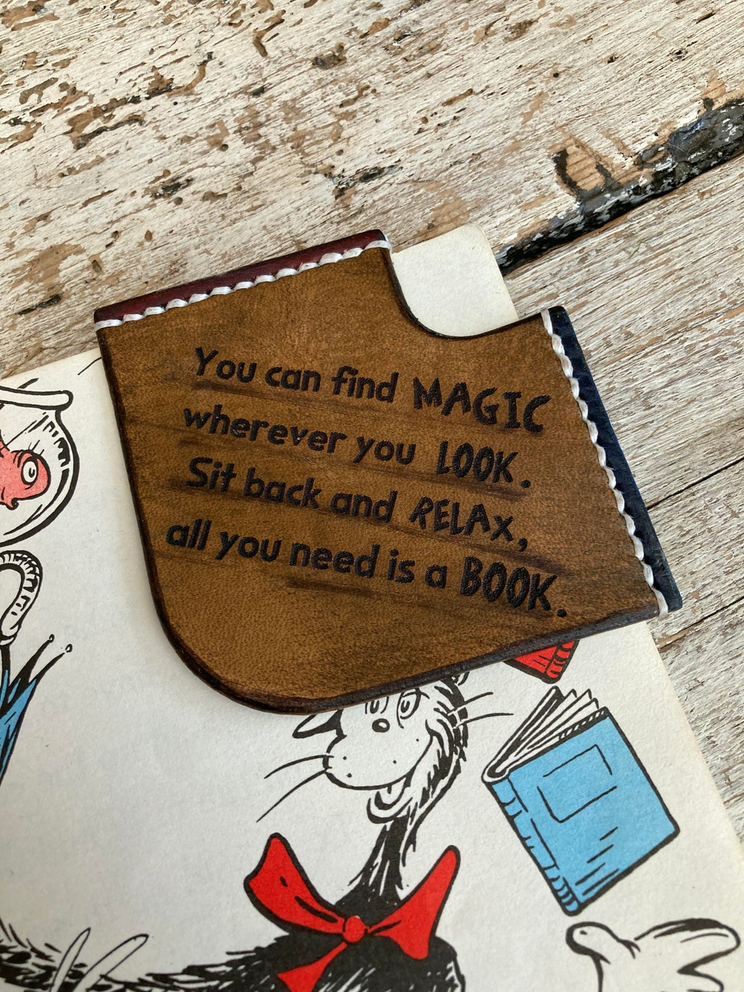 Dr Seuss Inspired Quote Corner Bookmark Leather Hand Made Gift - Etsy