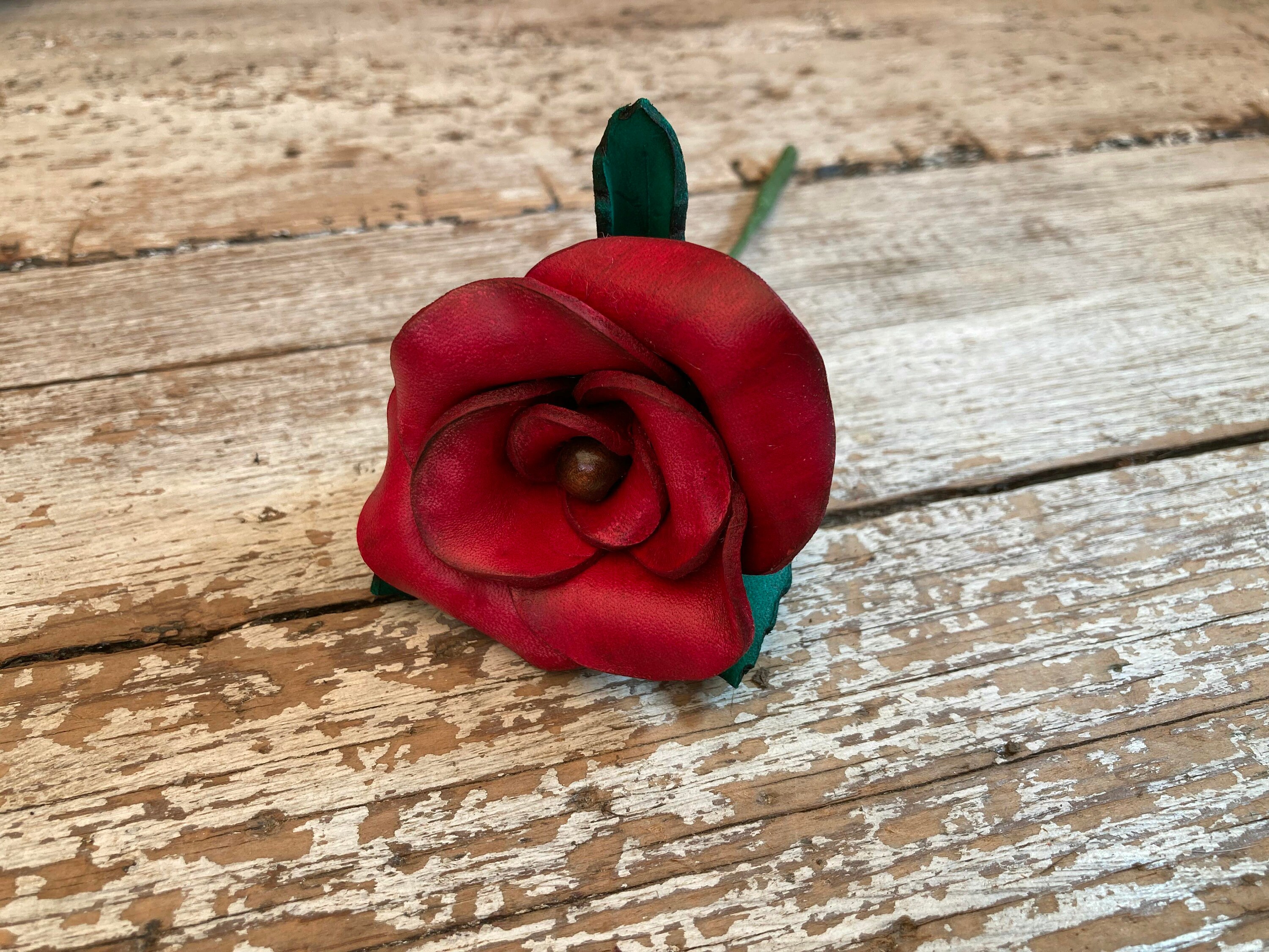 Red Rose Leather Flower 3rd Anniversary Everlasting Valentines - Etsy