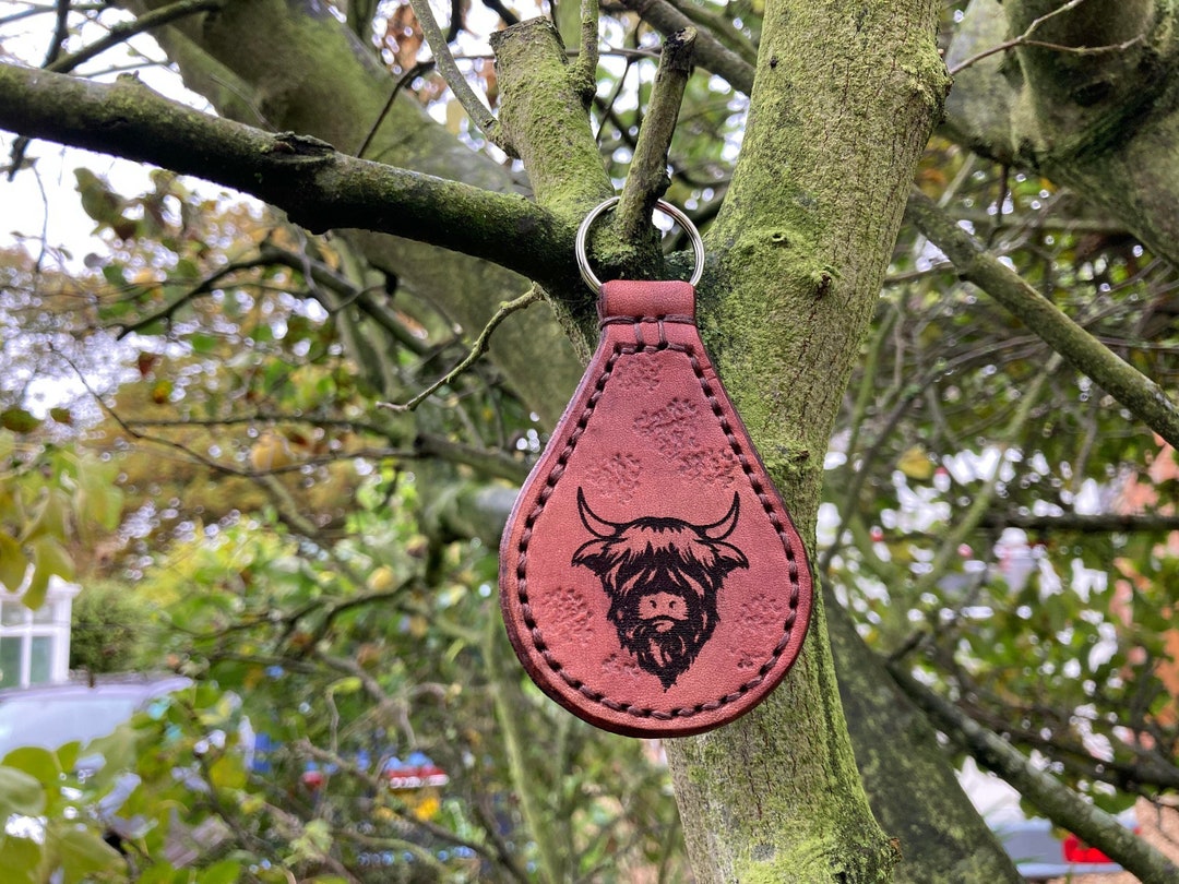 Highland Cow Key Fob Leather Key Ring Keys Chain Hand Made - Etsy