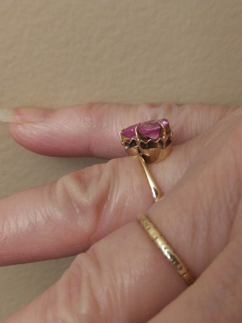 18K Gold Pink Vintage CZ Ring | Etsy