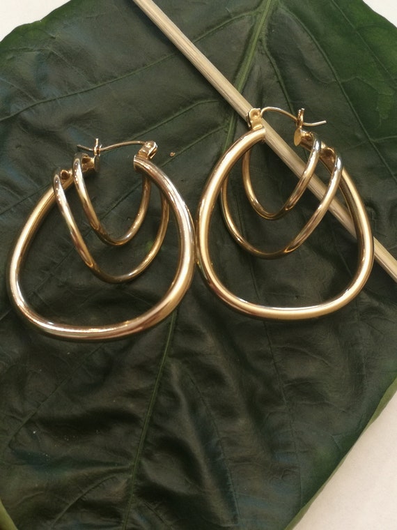 Big Vintage Hoops, Big Hoop Earrings, Plastic Hoop Ea… - Gem