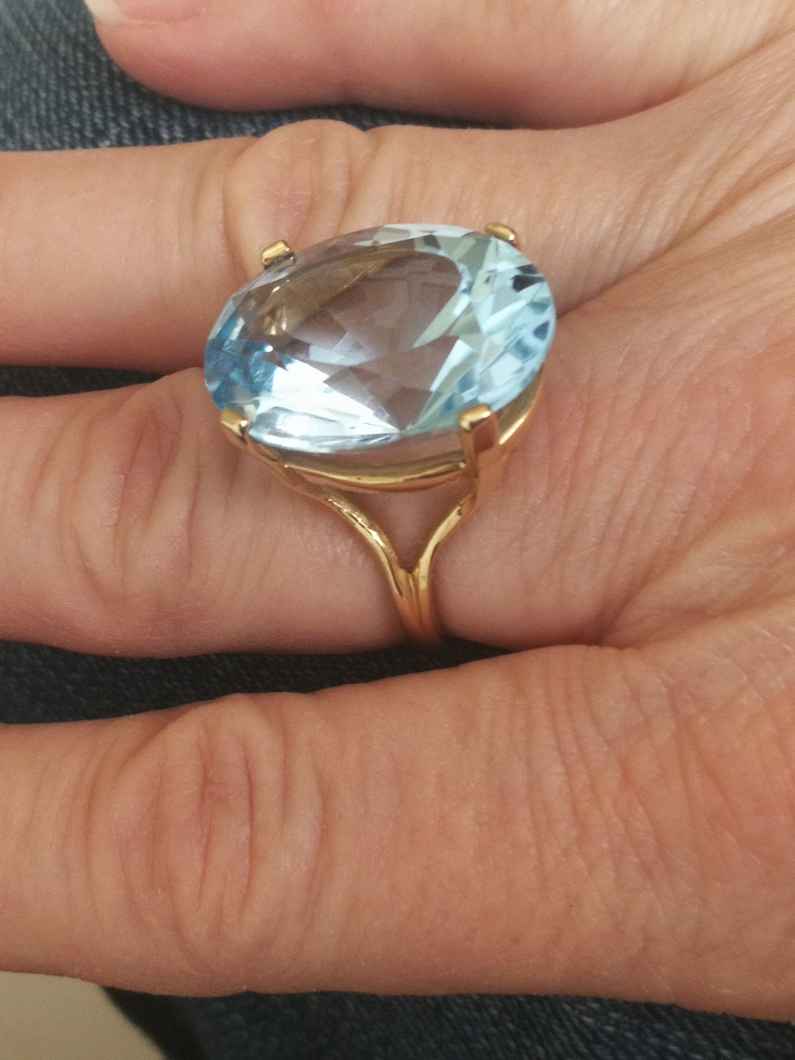 14K Large Swiss Blue Topaz Ring - Etsy