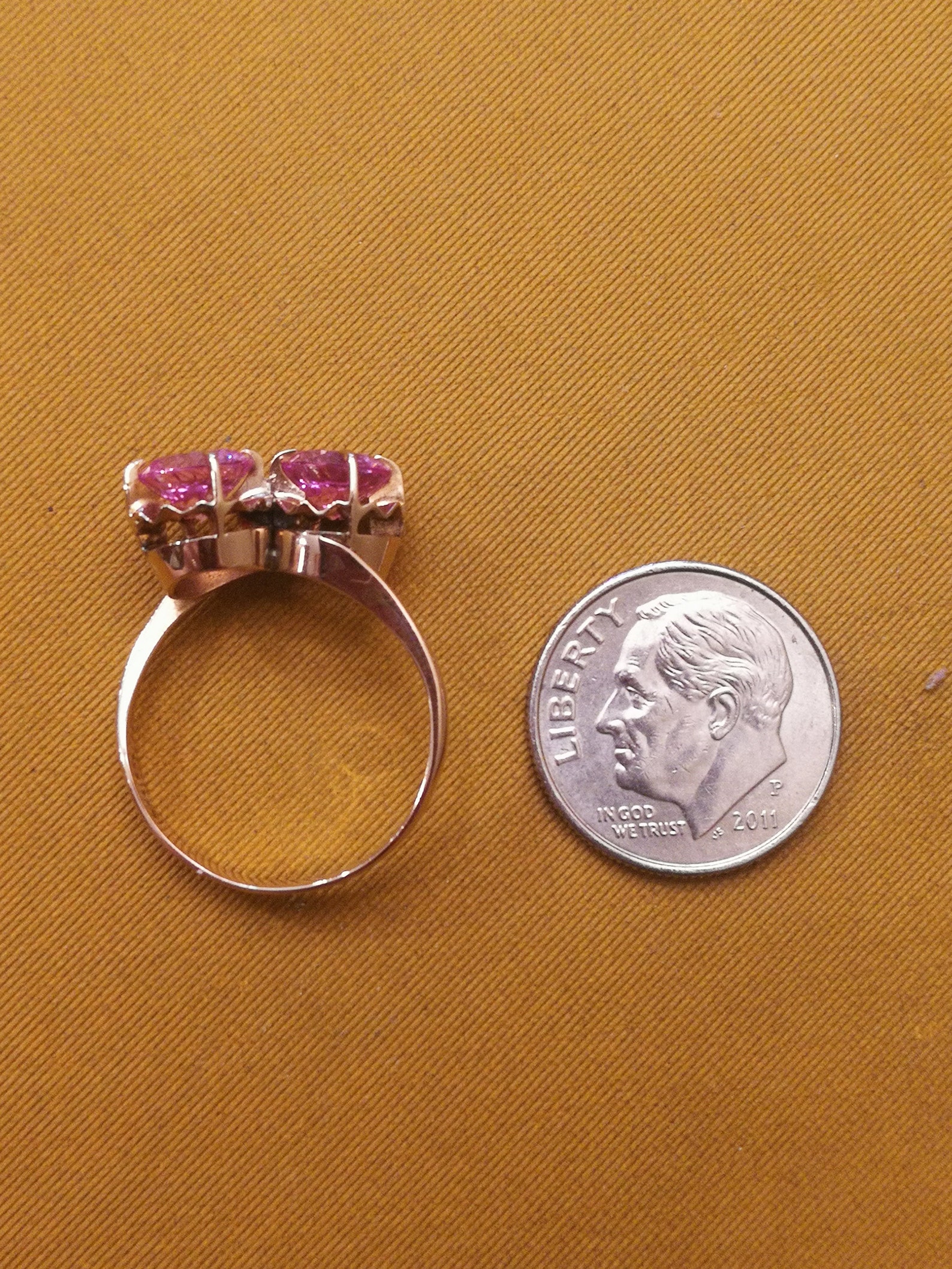 18K Gold Pink Vintage CZ Ring - Etsy