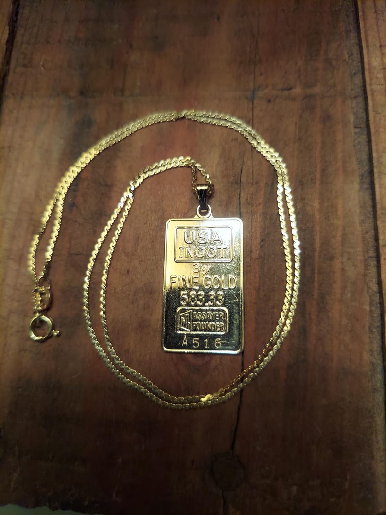 14K Replica Gold Ingot Pendant - Etsy