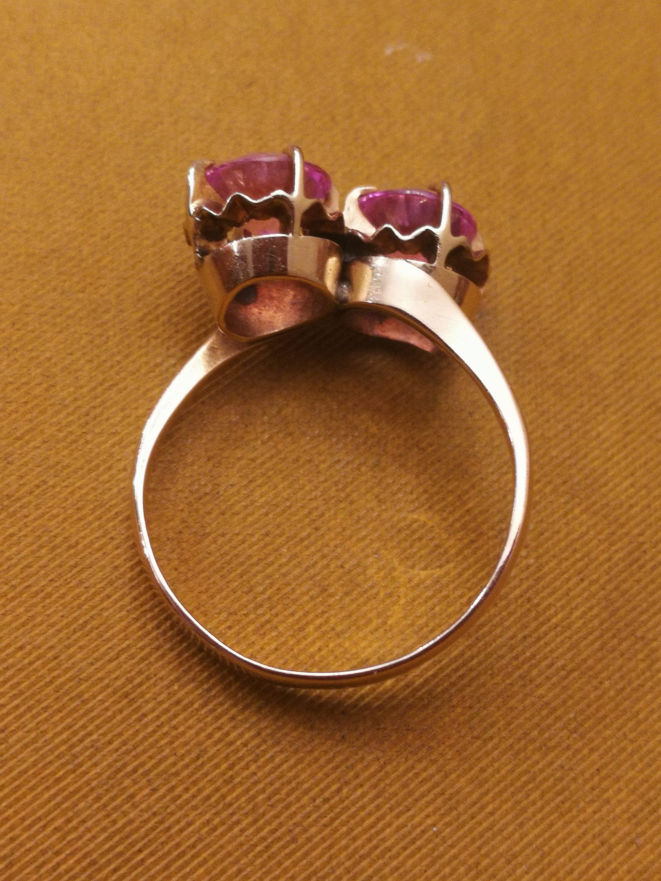 18K Gold Pink Vintage CZ Ring | Etsy