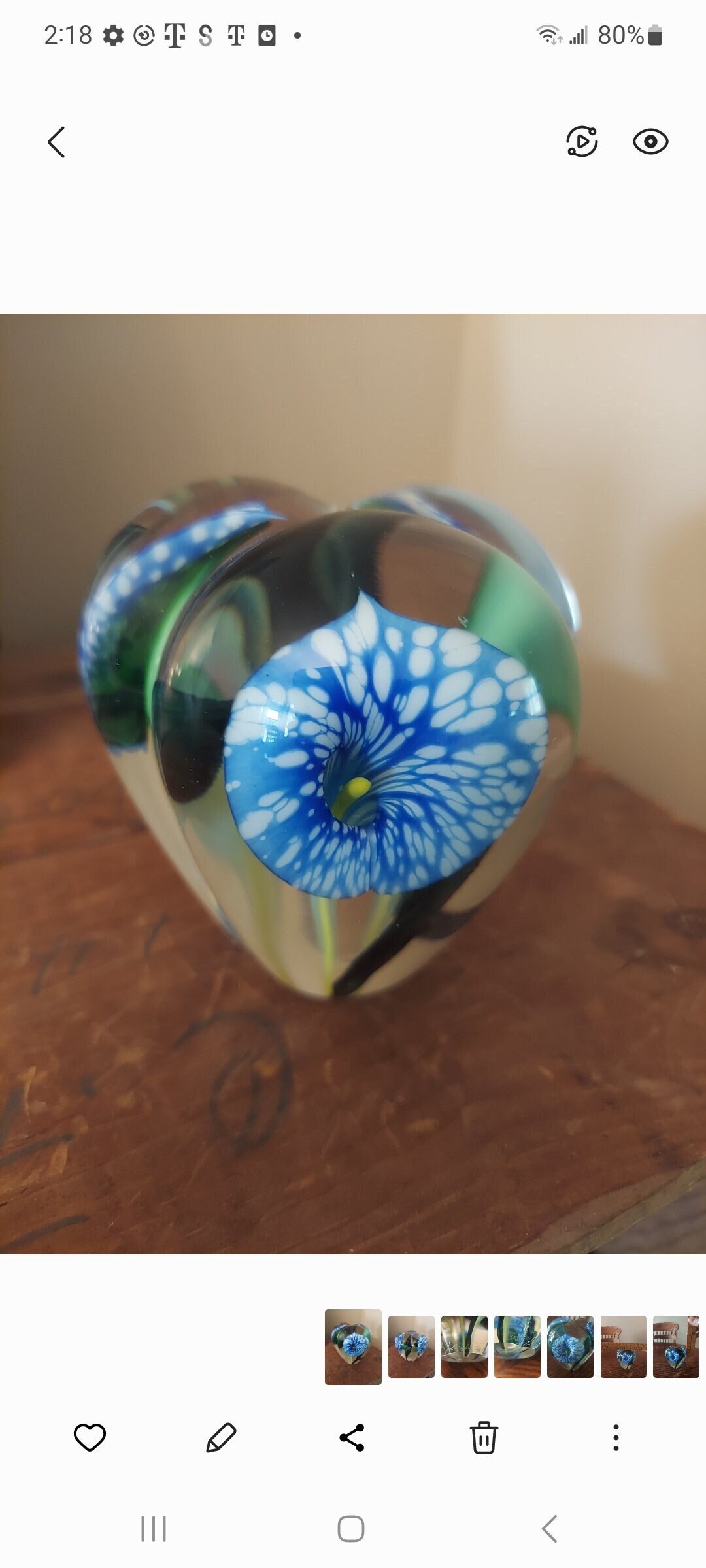 Lotton Glass Blue Cala Lily Paperweight - Etsy
