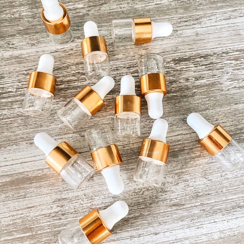 1ml & 3ml Mini Glass Essential Oil Dropper Bottle Gold Cap | Etsy