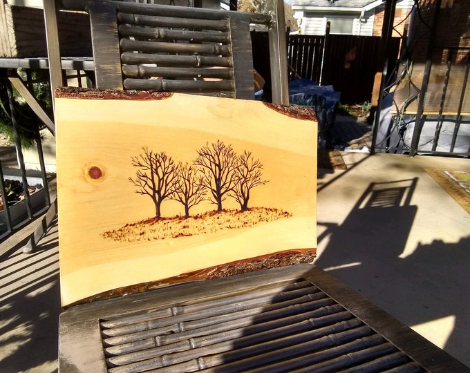 Pyrography, Wood Burning Art, Mountain Abstact, Pine Scene, Landscape ...