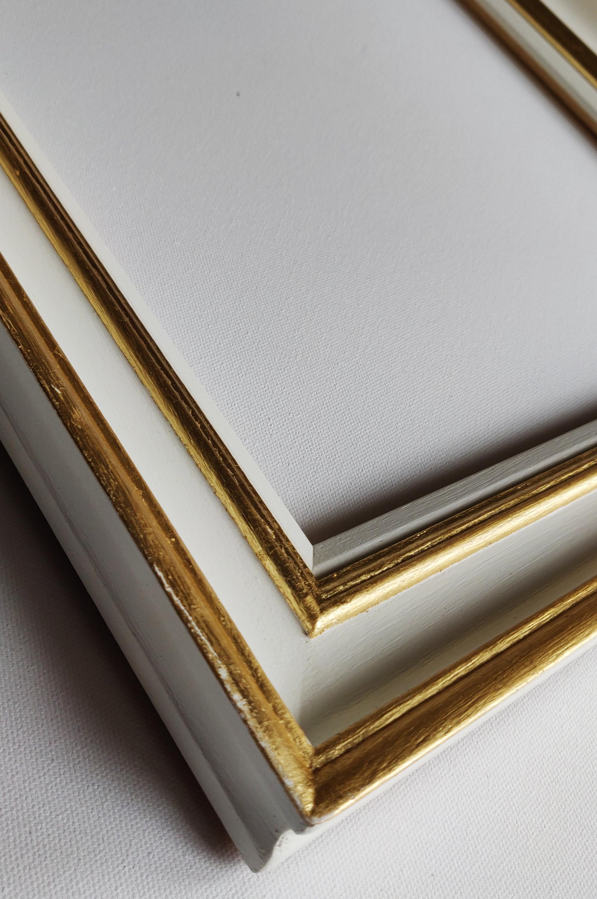 White Wooden Frame for 12x12 Inch Canvas 310mmx310mm Gold Detail Oil ...