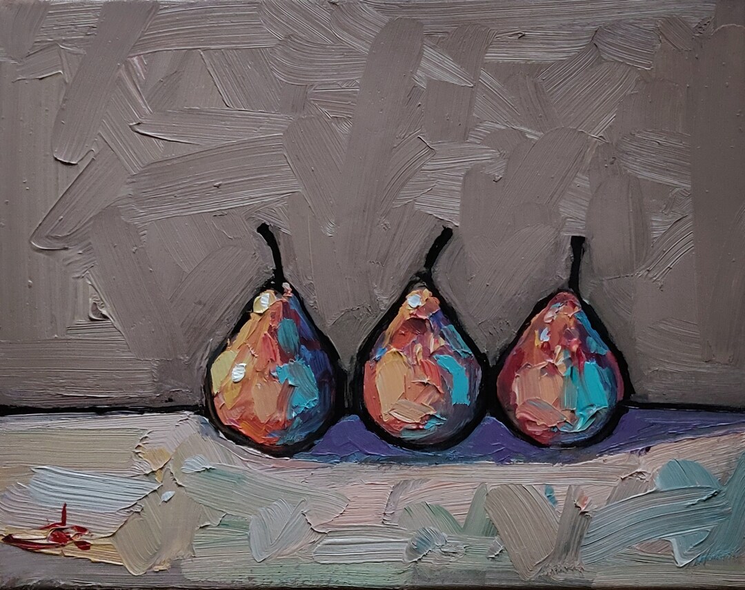 Glowing Pears Oil Painting Kitchen Wall Décor - Etsy